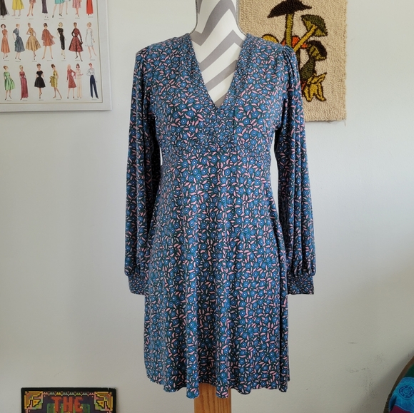 Boden | Tops | Boden Long Sleeve Blue Floral Tunic | Poshmark